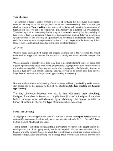 Static And Dynamic Type Checking Pdf Mathematical Logic Object Oriented Programming