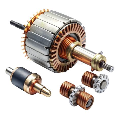 Disassembled Dc Motor Parts Isolated On White Background Stock Illustration Illustration Of