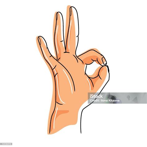 Ok 손 제스처 벡터 일러스트 레이 션 흰색 배경에 고립 된 간단한 그림 Ok 기호 아이콘 에뮬렘 디자인 요소 긍정적인 감정