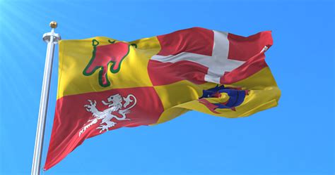 프랑스 오베르뉴론 알프스 지역의 국기 3d 렌더링 국기에 대한 스톡 사진 및 기타 이미지 국기 기 기둥 Istock