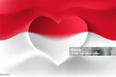 사랑을 가진 인도네시아 심장 모양의 파도와 인도네시아 국기입니다 인도네시아어 국기의 색상 배경 심장 모양 벡터 일러스트 레이 션 개념에 대한 스톡 벡터 아트 및 기타 이미지