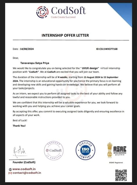 Satyapriya Tanavarapu On Linkedin Internship Codsoft Careergrowth Newopportunities