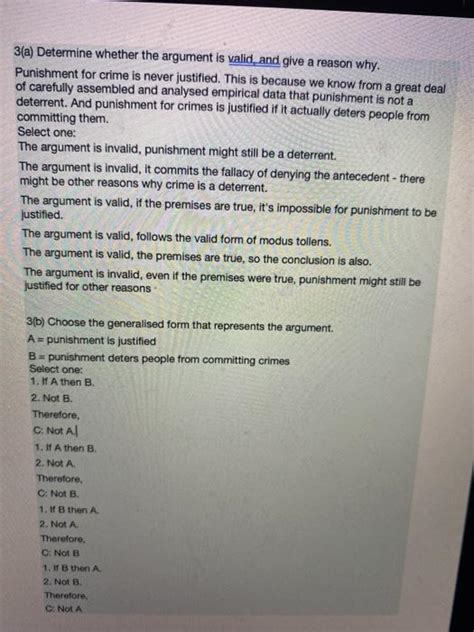Solved 3 A Determine Whether The Argument Is Valid And Give Chegg Com