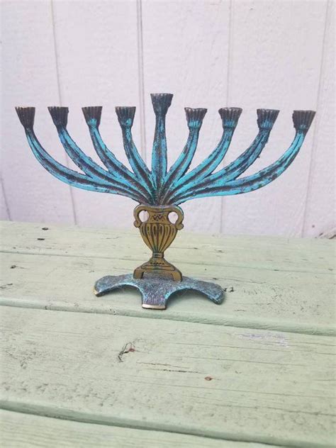 Vintage Israel Brass Menorah Etsy Global Decor Boho Decor Menorah