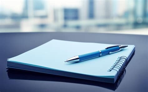 Premium Ai Image Notepad On A Table With Pen Before Meeting Blue Tone Business Concept With