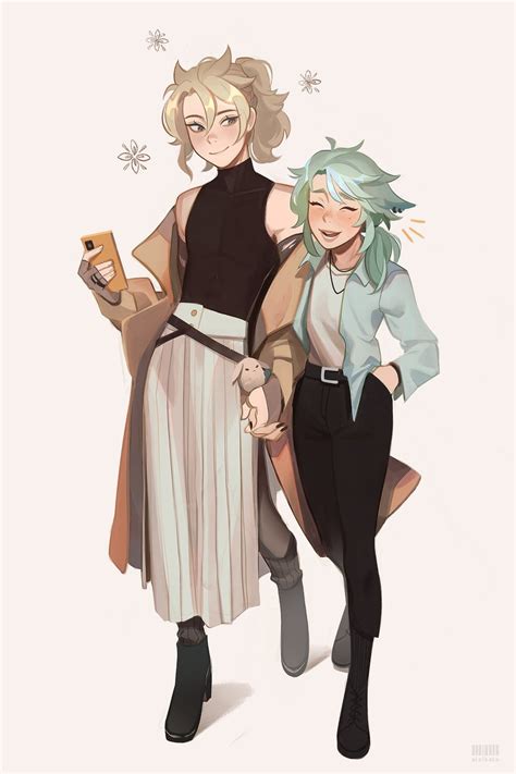 Albedo And Sucrose Genshin Impact Drawn By Aleikats Danbooru