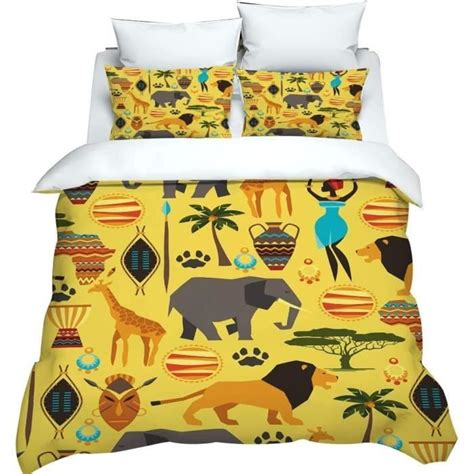 Housse de Couette x Animaux D afrique Microfibre D Imprimée Animaux D afrique Parure de