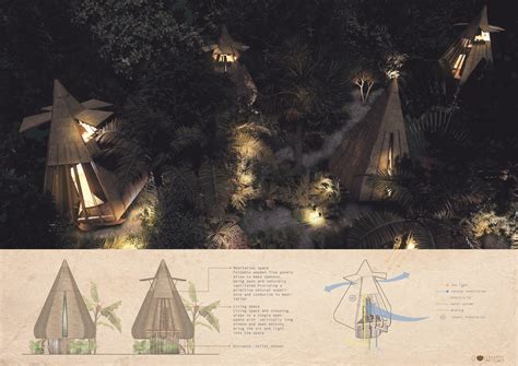 Architecture Project Pentagonal Structure Featuring Bamboo Facade