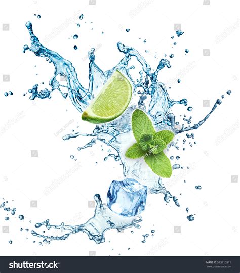 Ice Cubes Mint Leaves Water Splash Stock Photo Edit Now
