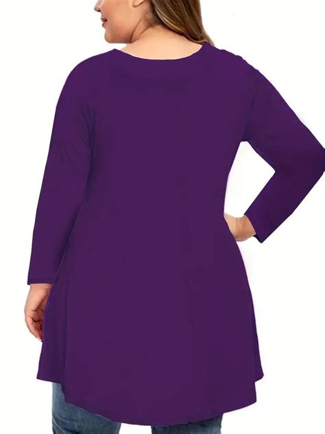 Plus Size Button Decor T Shirt Casual V Neck Long Sleeve T Regionname