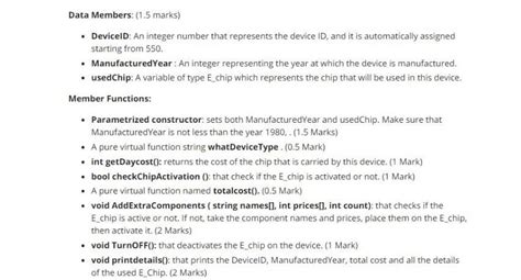 Solved Define And Implement A Class Echip As Described In
