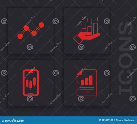 Set Document With Graph Chart Graph Infographic Financial Growth And
