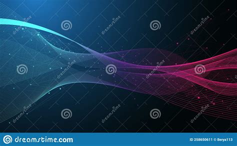 Technology Abstract Background With Connected Line And Dots Big Data Visualization Stock