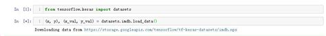 解决tensorflowkerasdatasetsimdbloaddata连接超时问题下载tensorflow加载数据集显示