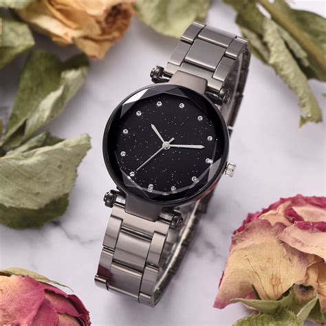 【high Quality】2019 Women Steel Watches Black Bracelet Watch Ladies
