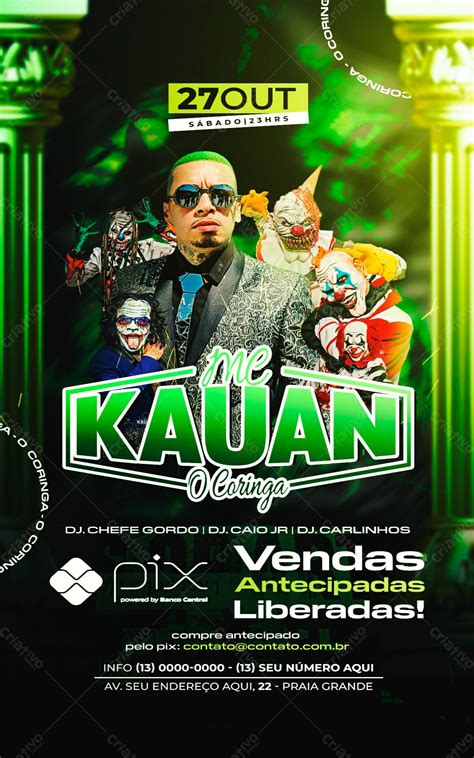 Flyer Baile Funk Mc Kauan O Coringa Story Psd Premium Download