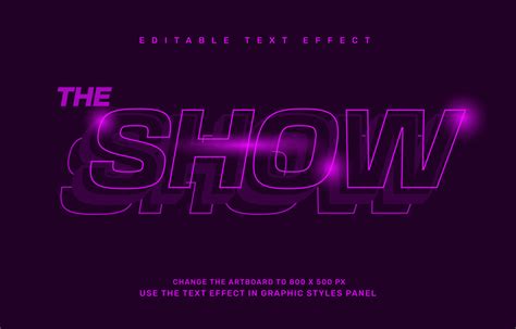 The Show Neon Sign Editable Text Effect Template 26425909 Vector Art