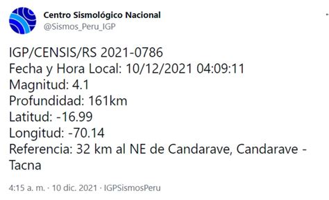 Sismo en Tacna Temblor de se registró esta madrugada en la región del sur del Perú Infobae