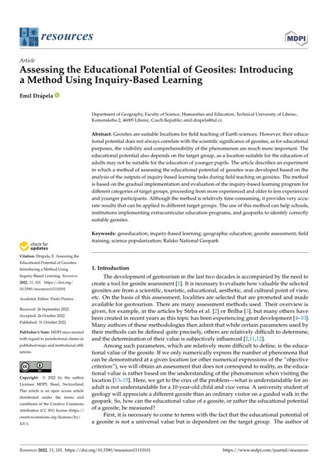 Pdf Assessing The Educational Potential Of Geosites Introducing A