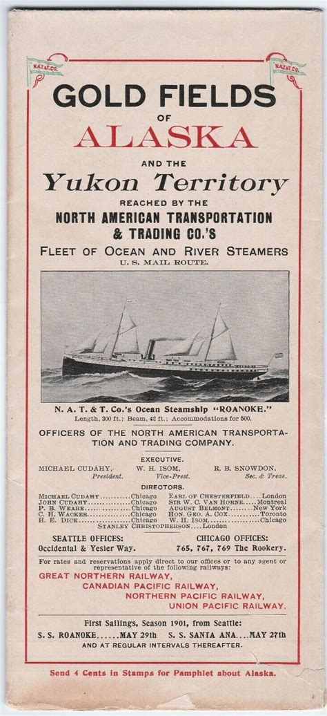 Rare Map Brochure Gold Fields Alaska 1901 North American Transportation
