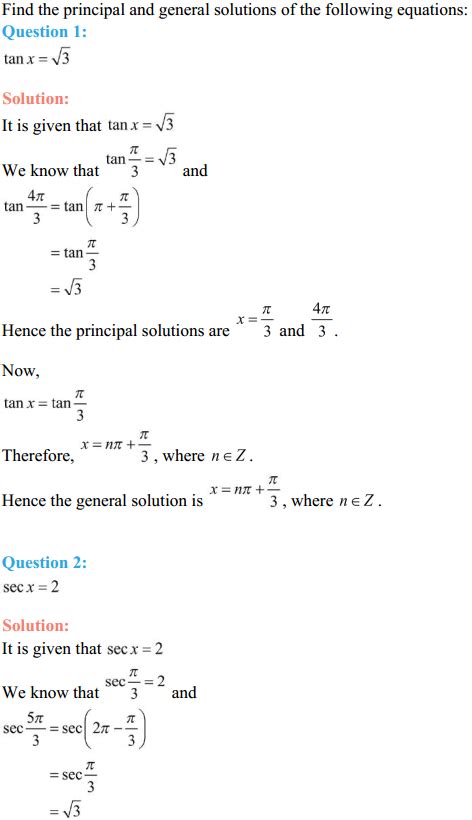 Ncert Solutions For Class 11 Maths Chapter 3 Trigonometric Functions Ex 3 4 Ncert Mcq