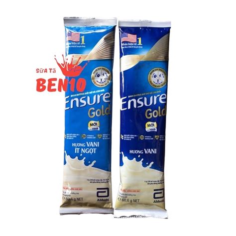 Combo 2 gói Sữa bột Ensure Gold Hương VaNi 1gói ít ngọt và 1gói ngọt