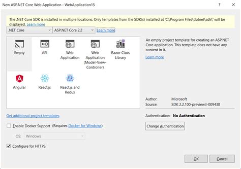New Aspnet Core Web Application Dialog Is Messy · Issue 4312 · Dotnet
