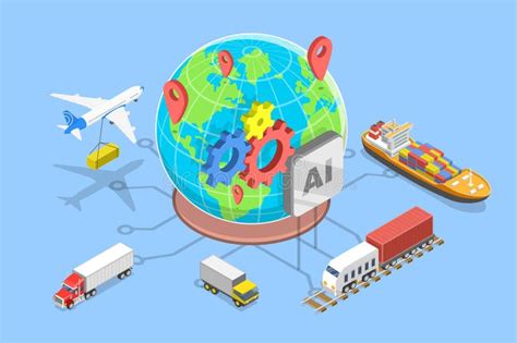 3d Isometric Flat Vector Illustration Of Supply Chain Management Stock