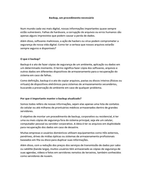 Backup Tipos De Backup Pdf