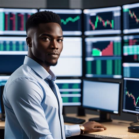 Nigerian Trader At Work With Dual Screens Stable Diffusion Online