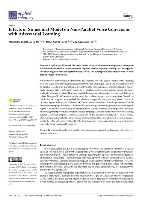 Pdf Effects Of Sinusoidal Model On Non Parallel Voice Conversion With