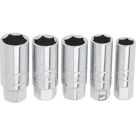 Jegs 80509 5 Piece Socket Set 3 8 In Sae Metric Spark Plug Chrome
