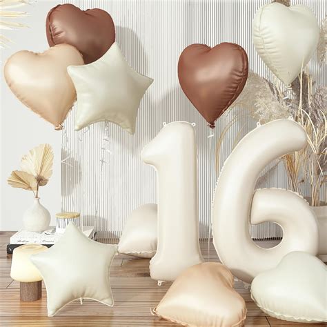 Cream Number 16 Balloons 40 Beige Nude 16 Balloon With