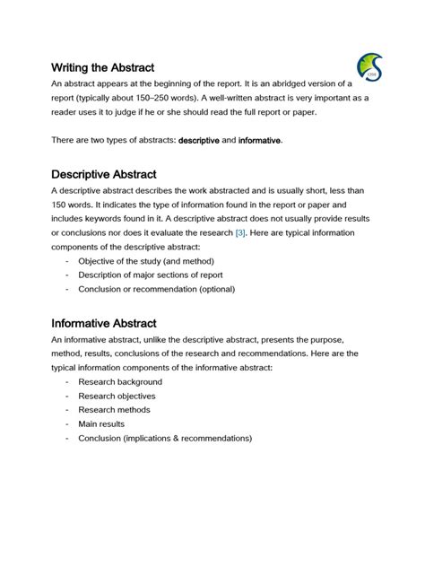 Writing The Abstract Pdf Abstract Summary Grammatical Tense