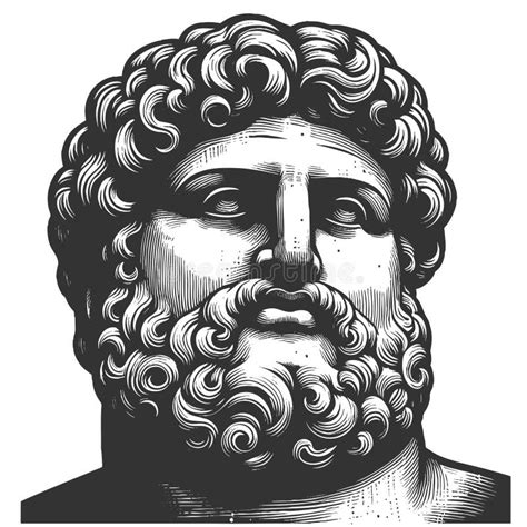Overweight Classical Statue Man Engraving Vector Stock Vector