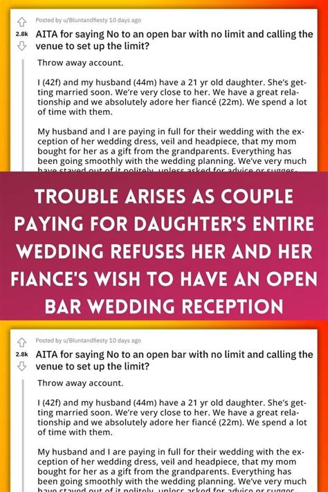 Trouble Arises As Couple Paying For Daughter S Entire Wedding Refuses