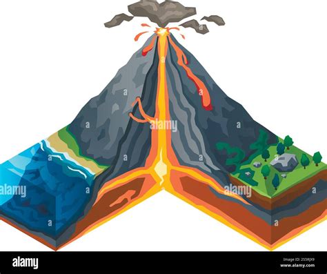 Volcano Structure Concept Banner Isometric Illustration Of Volcano Structure Vector Concept