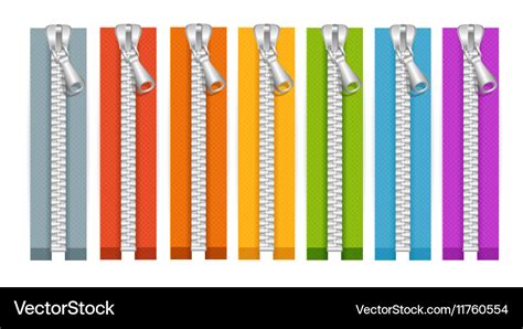 Clothes Colorful Zip Collection Closed Positions Vector Image