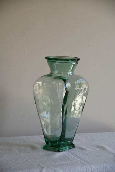 Large Greent Tint Glass Jar Vase Kernow Furniture