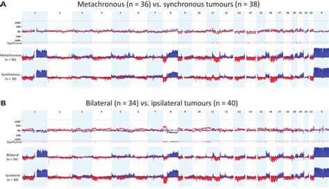 Genome Wide Frequency Plots Of Dna Copy Number Gains Blue And Losses Download Scientific