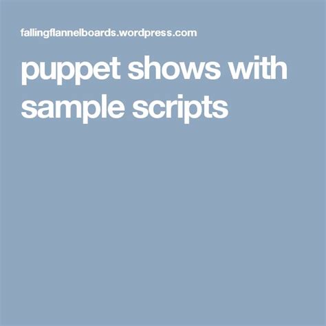 Puppet Show Script With Moral Lesson At Isabella Embry Blog