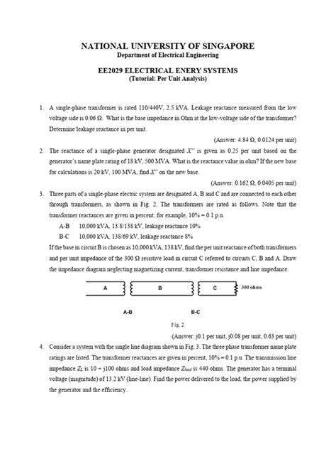 10 Tutorial Per Unit Analysis Ee2029 Pdf Transformer