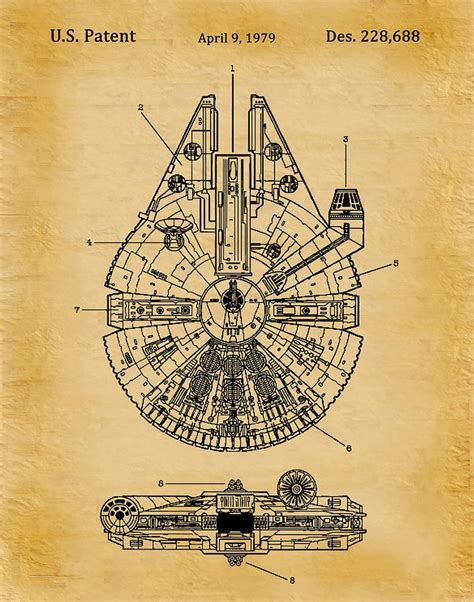 Star Wars Millennium Falcon Patent Print Star Wars Poster Etsy