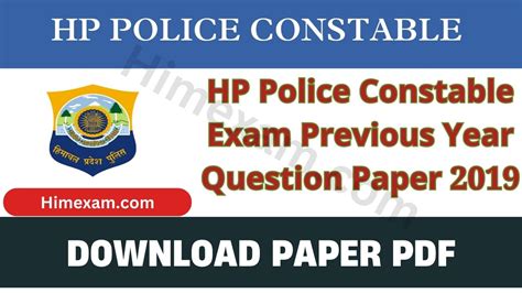 Hp Police Constable Exam Previous Year Question Paper 2019