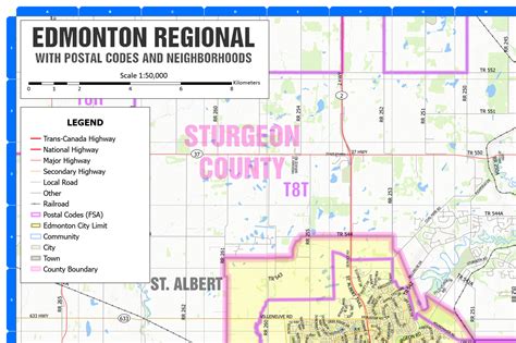 Edmonton Regional Wall Map With Postal Codes This Updated Regional