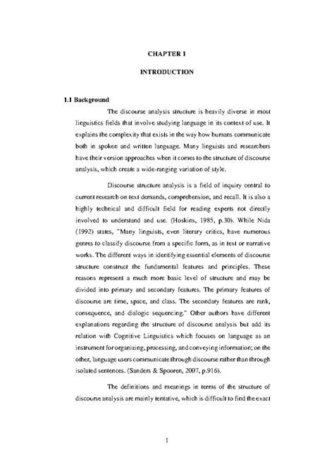 Paper The Structure Of Discourse Chapter 1 Introduction 1 Background The Discourse Analysis