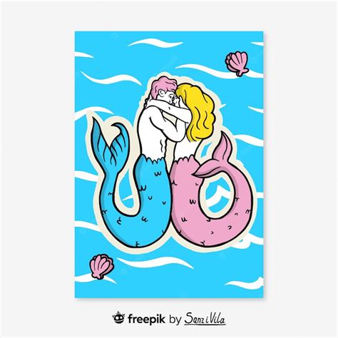 Free Vector Hand Drawn Mermaid Love Illustration