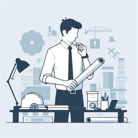 Vector Illustration Of Architect In Simple And Minimalist Flat Design Style Premium Ai