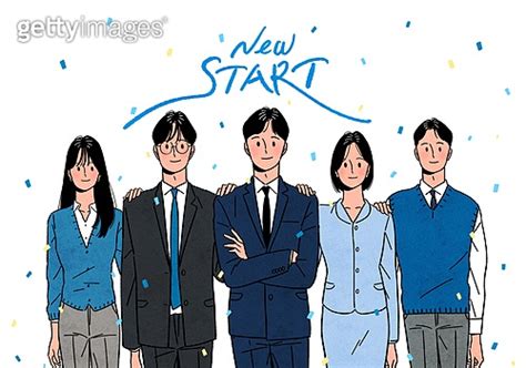 비즈니스 화이트칼라 전문직 파랑 색 청년 성인 캘리그래피 문자 손글씨 시작 컨셉 여러명 3 5