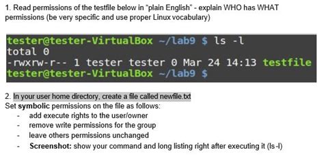solved 1 read permissions of the testfile below in plain